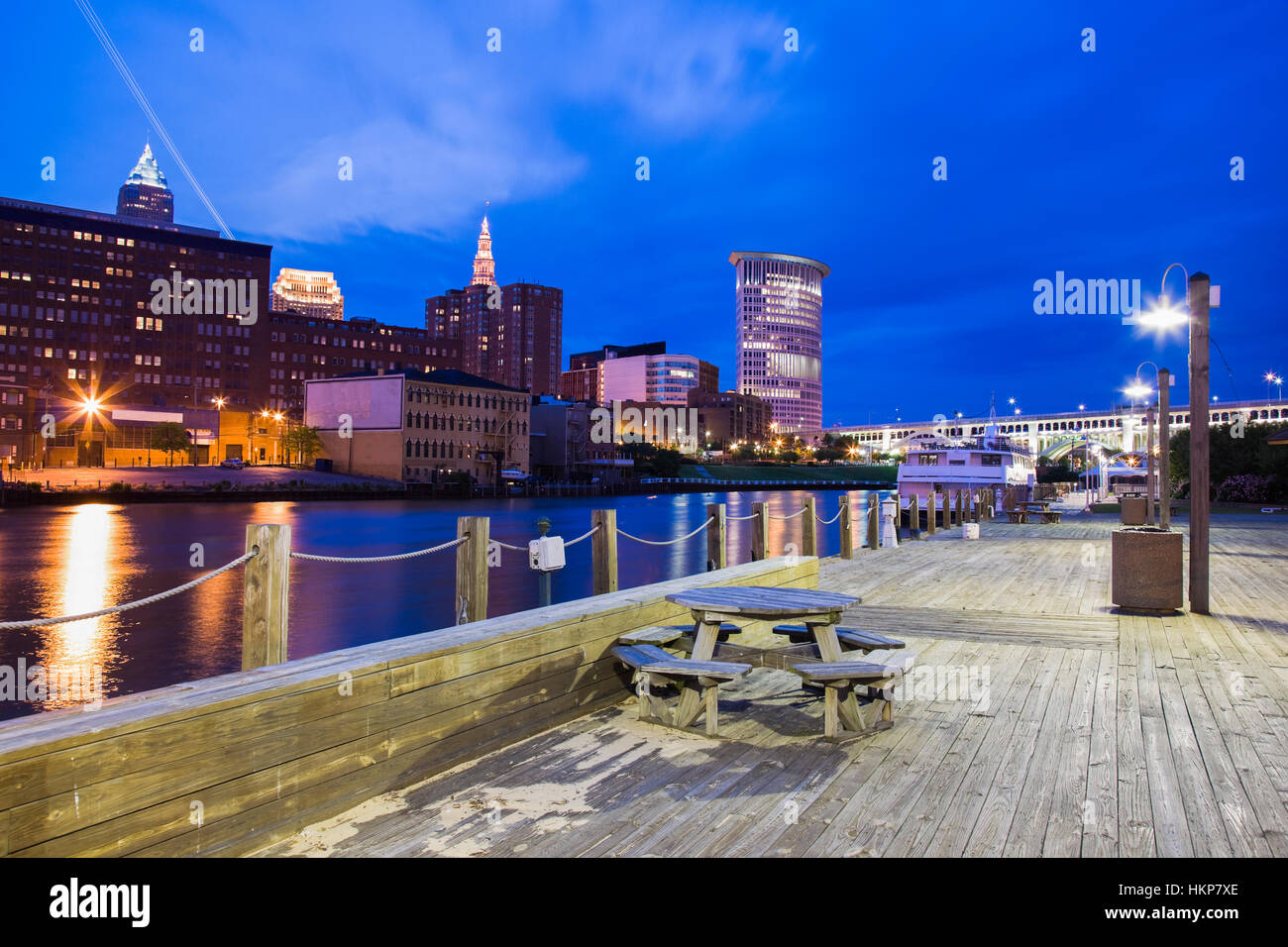 Cleveland panorama at night. Cleveland, Ohio, USA Stock Photo - Alamy