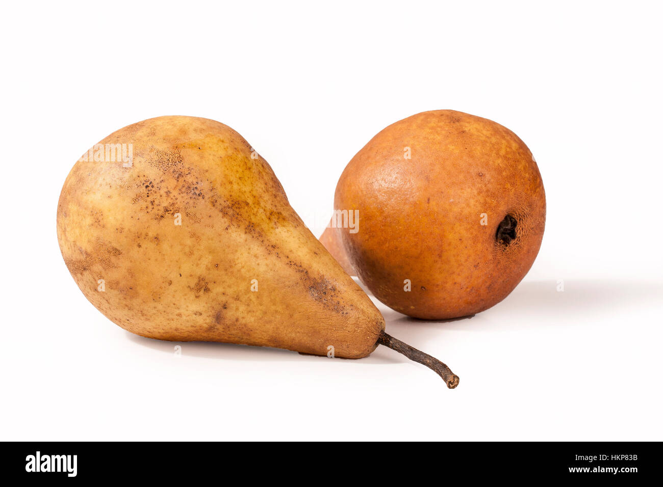 Brown pears pear fruit in white isolated studio background Stock Photo ...