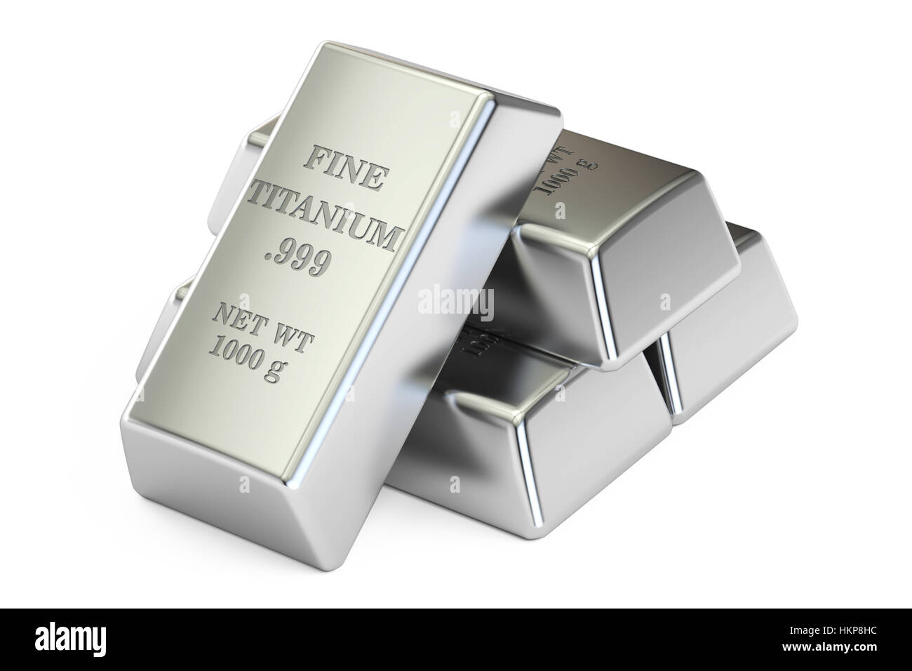 set of titanium closeup, 3D rendering isolated on white background ...