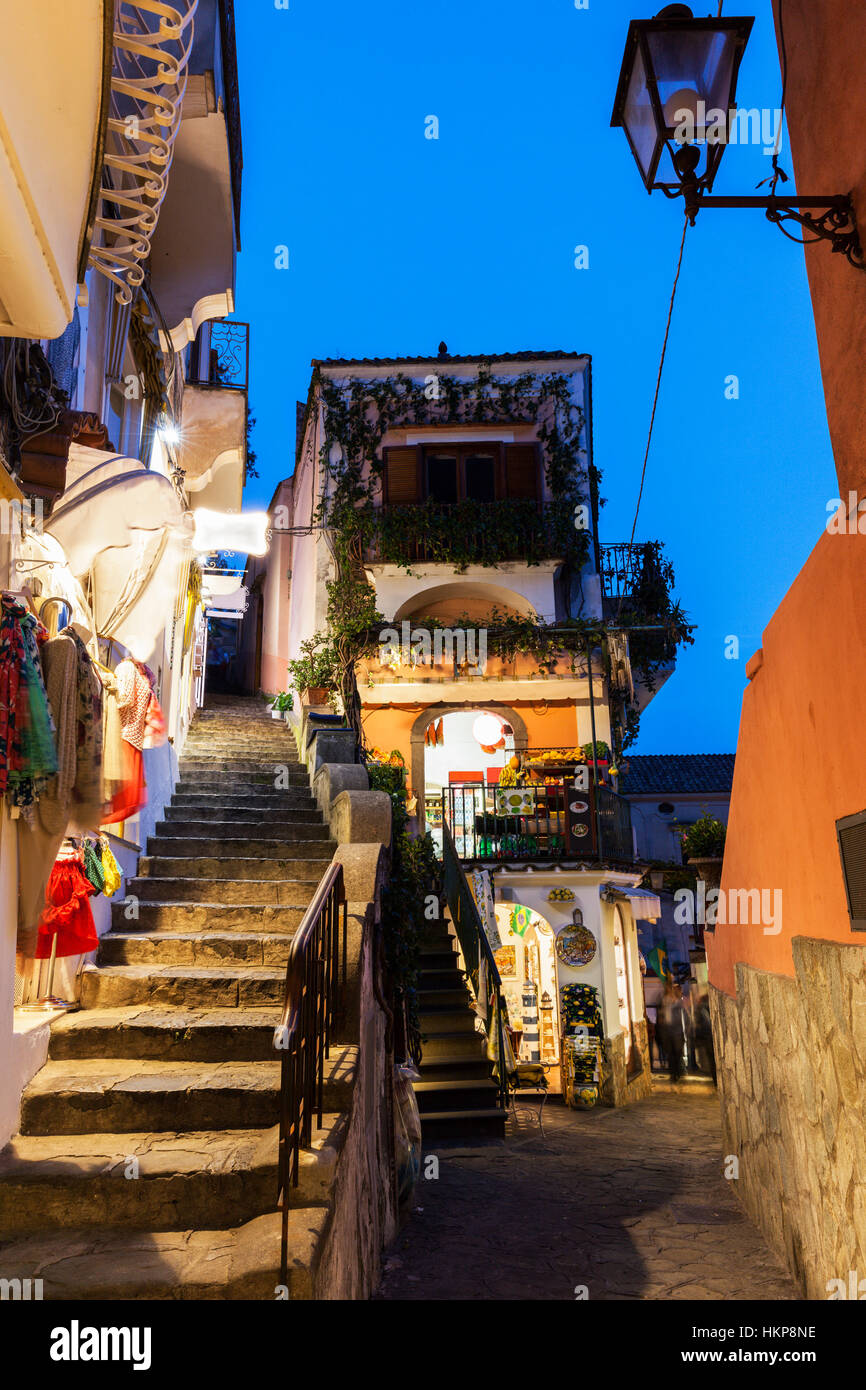 Positano architecture - narrow street in old town. Positano, Campania ...
