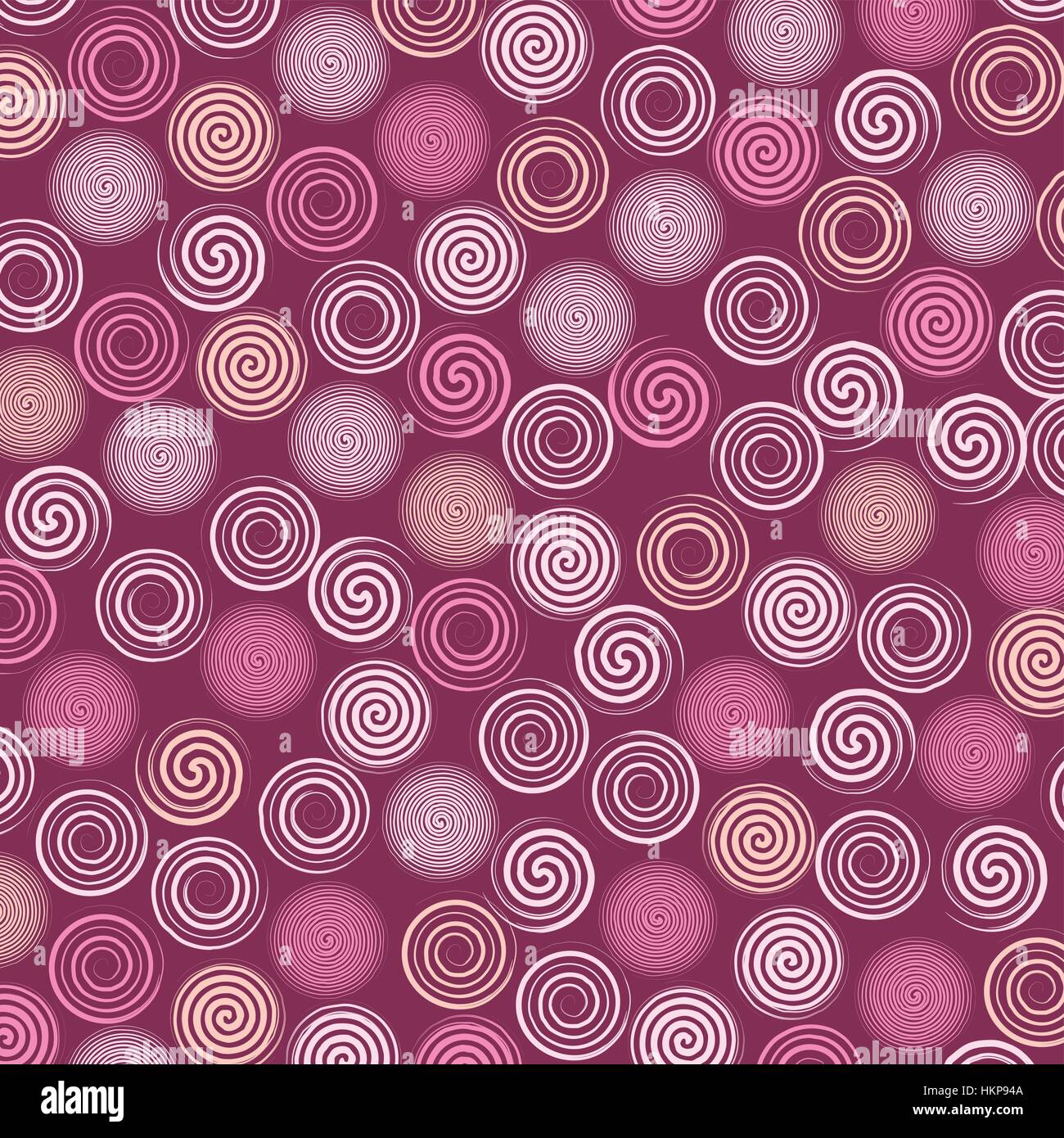 An abstract pattern of swirling circles in pink, purple, yellow and ...