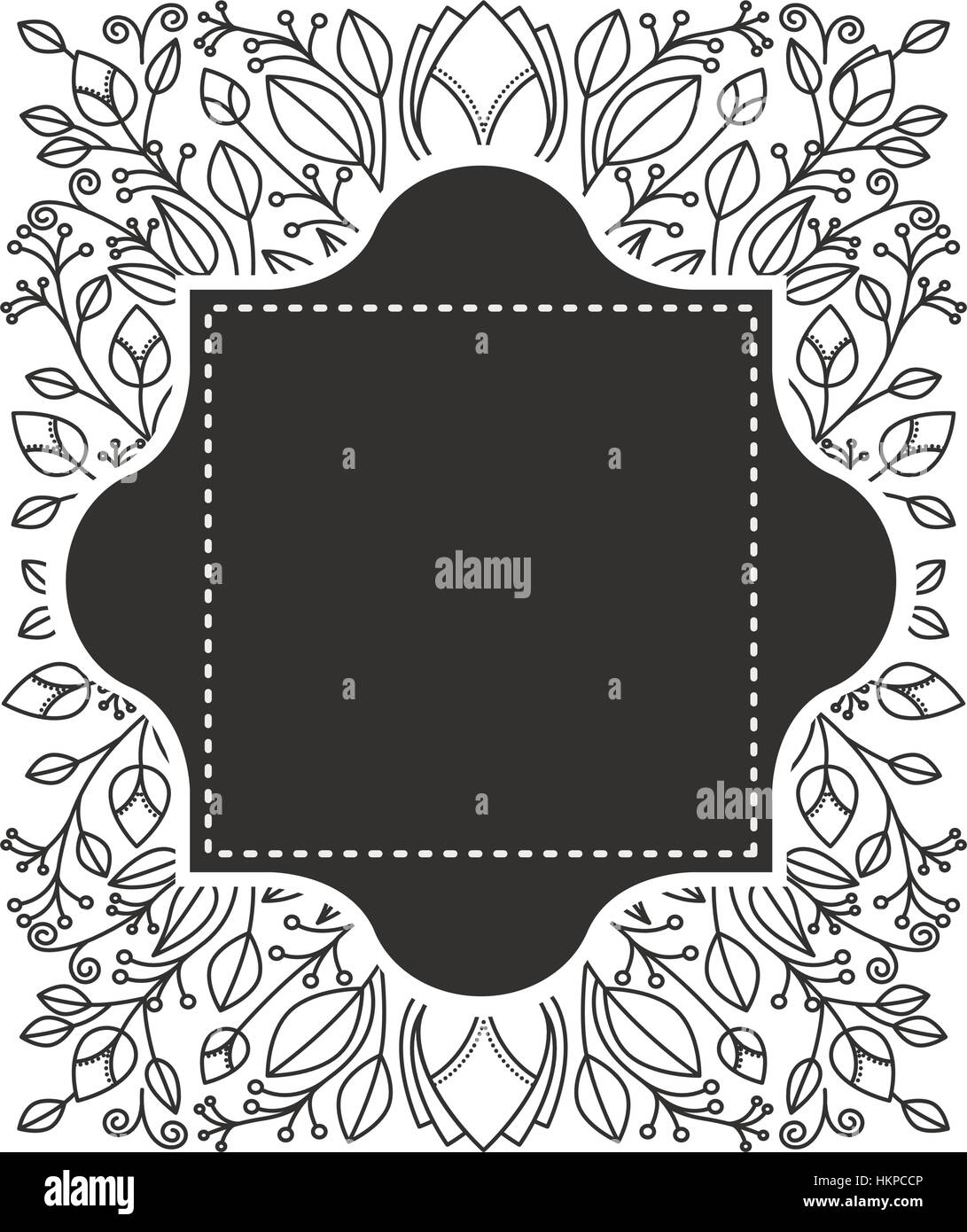 silhouette border heraldic and decorative ornament floral with square ...