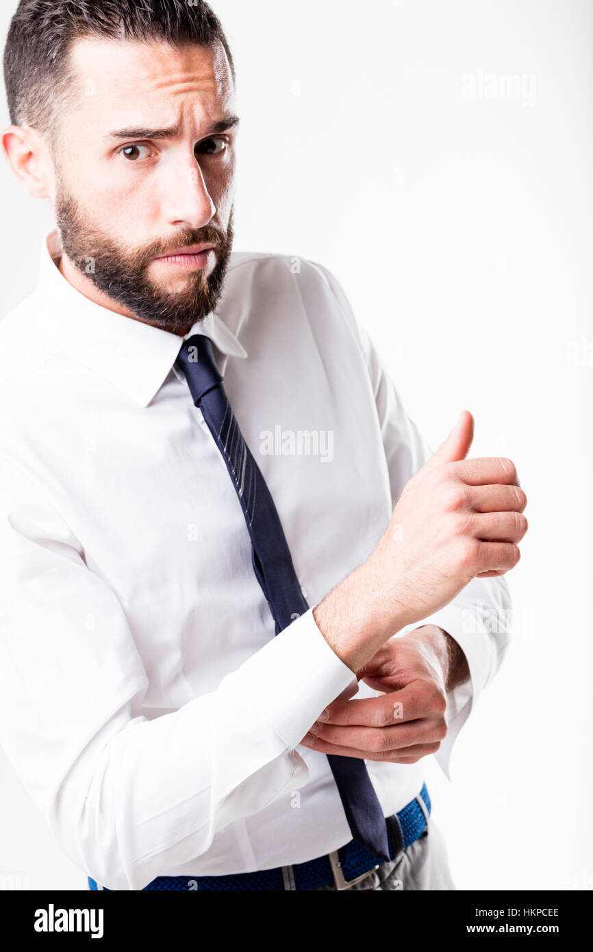 business man thinking about something he's not sure about Stock Photo ...