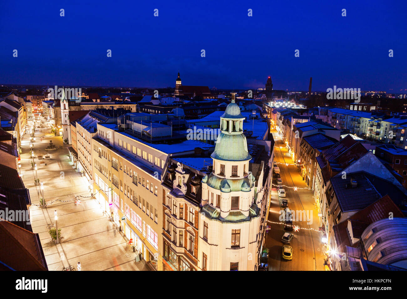 Cottbus architecture at night. Cottbus, Brandenburg, Germany Stock ...