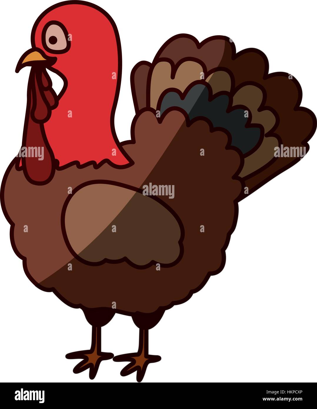 silhouette color with turkey with half shadow vector illustration Stock ...