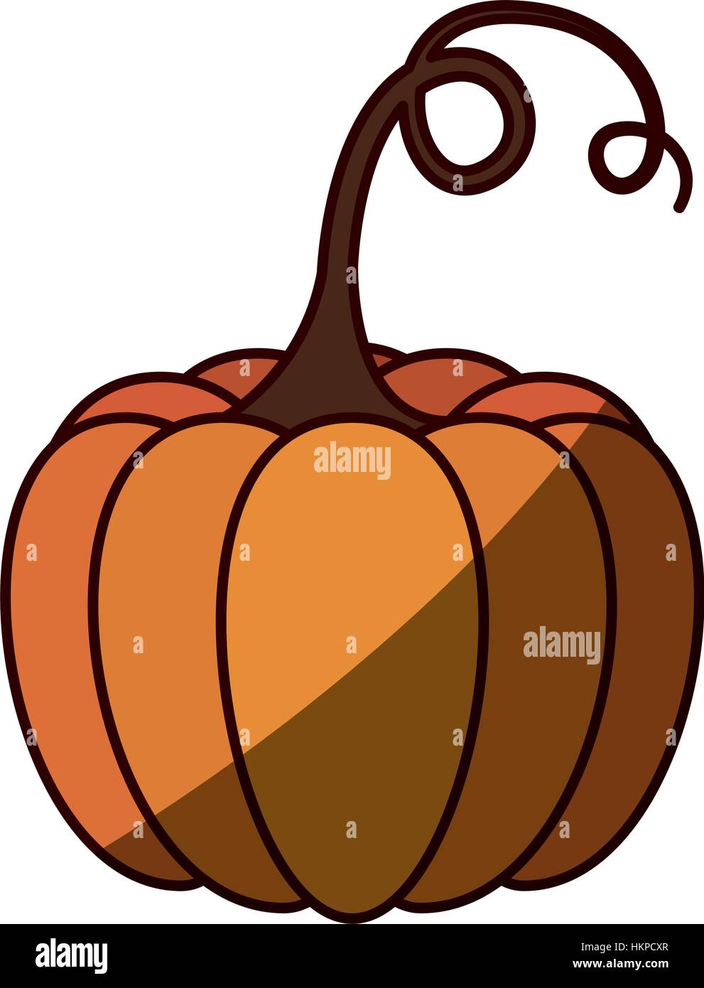 silhouette color with pumpkin with half shadow vector illustration ...