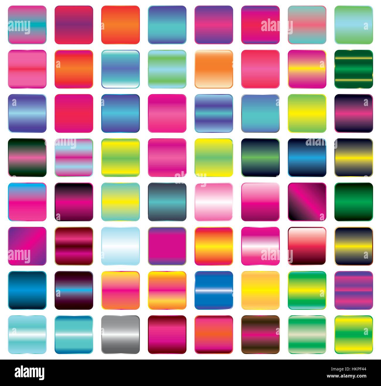 Set of Vibrant Gradient Button Icons for Your Design. Vector Illustration. Buttons with Metal ...