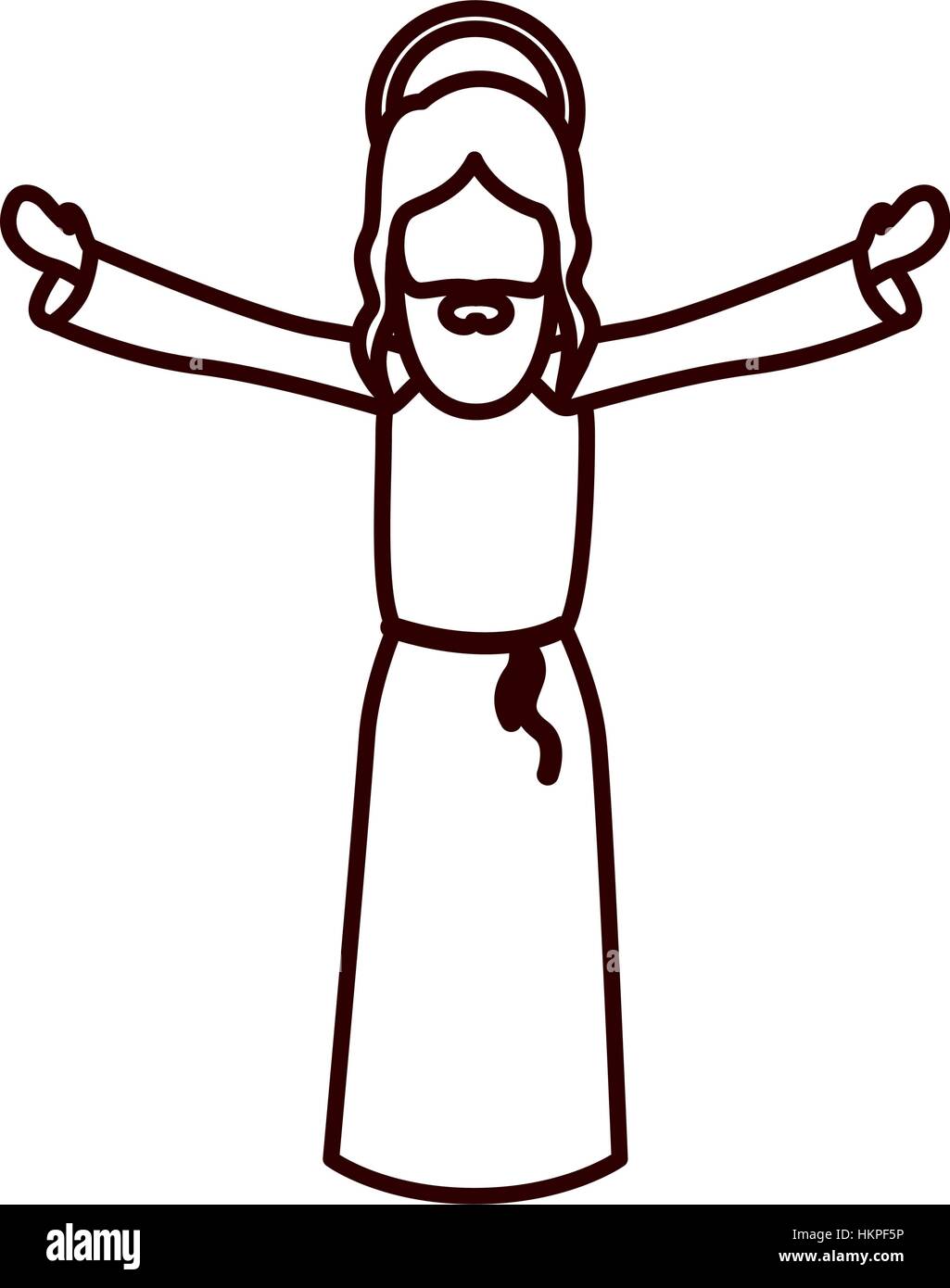 monochrome contour with jesus with open arms vector illustration Stock ...