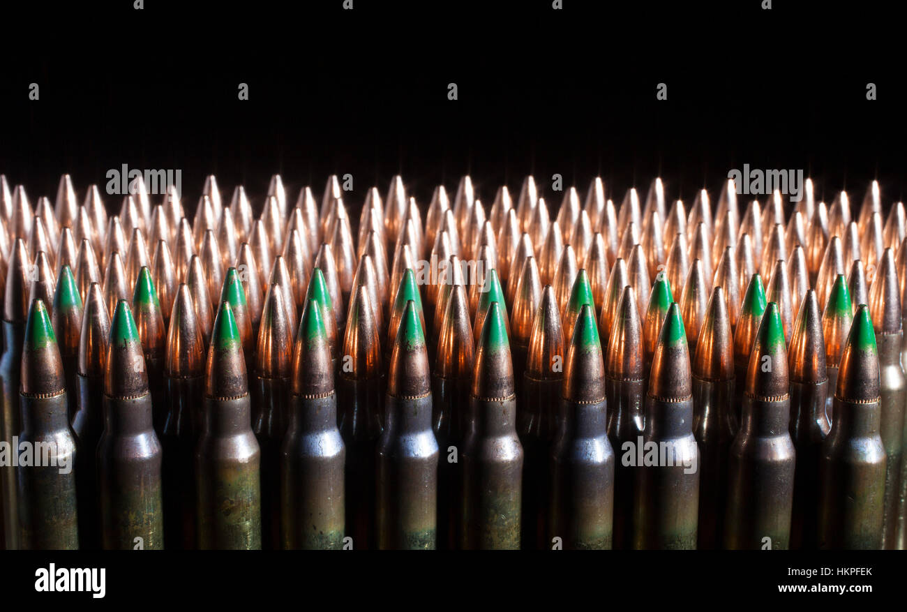 Armor piercing rifle ammunition with a black background Stock Photo - Alamy