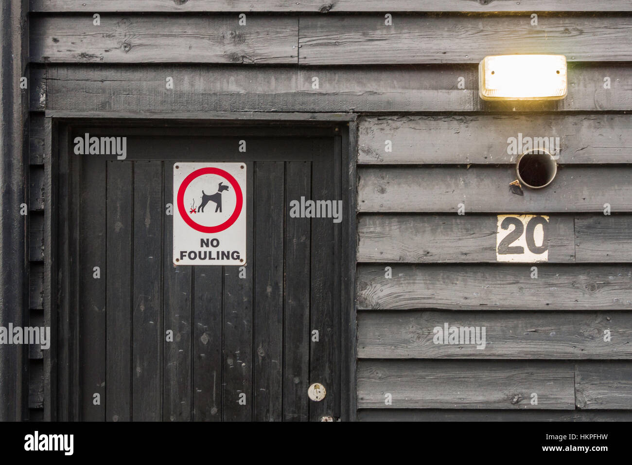 "No fouling" sign on fishing shed requesting that dog owners not allow ...