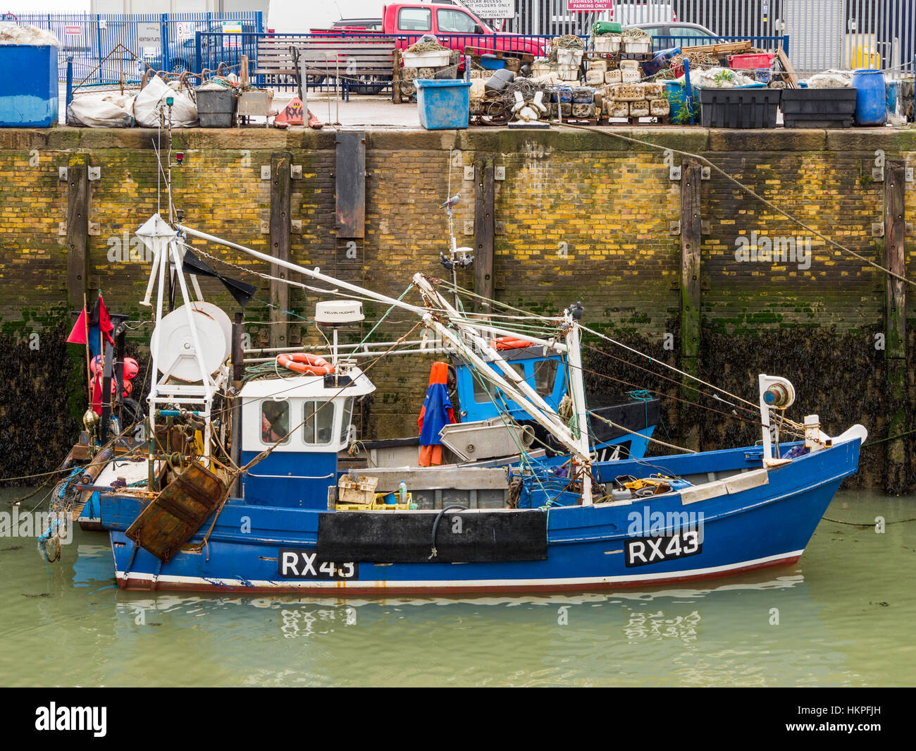 Fishing trawler boat "Simon Isaac" docked at Whitstable Harbour, Kent ...