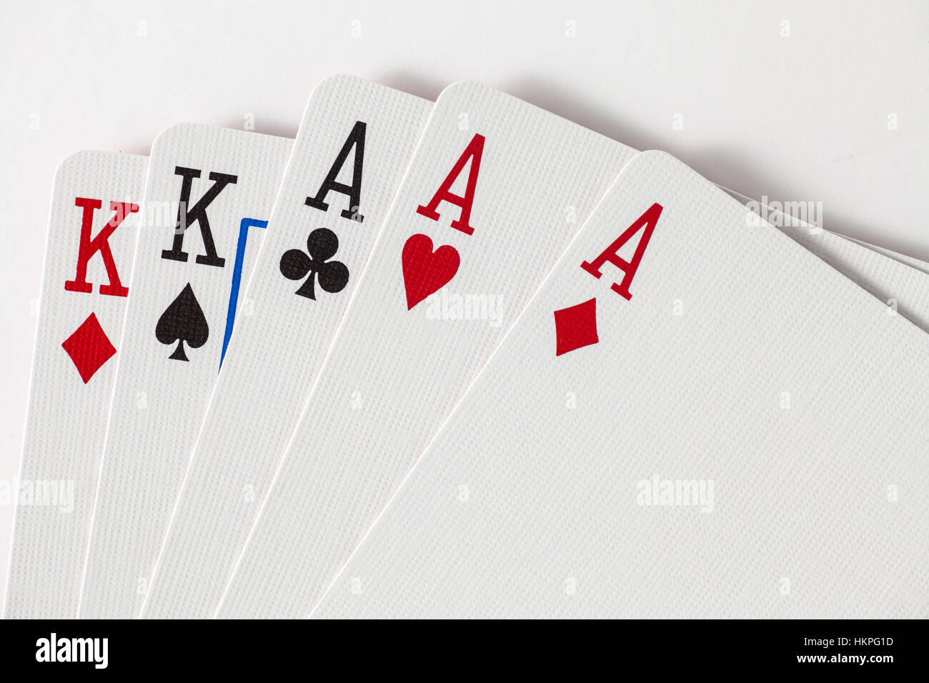 Playing Cards full house, kings and aces Stock Photo - Alamy