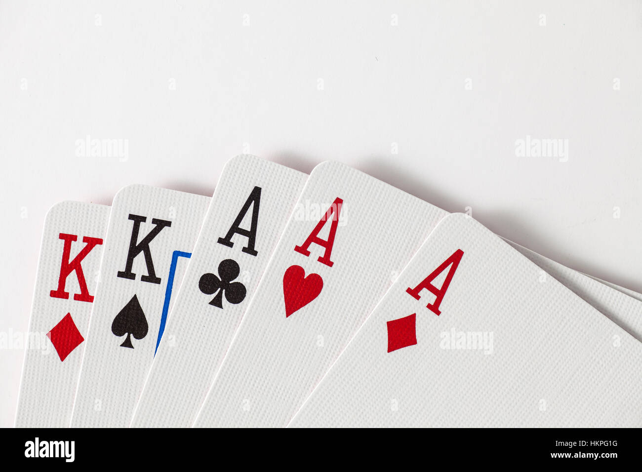 Playing Cards full house, kings and aces Stock Photo - Alamy
