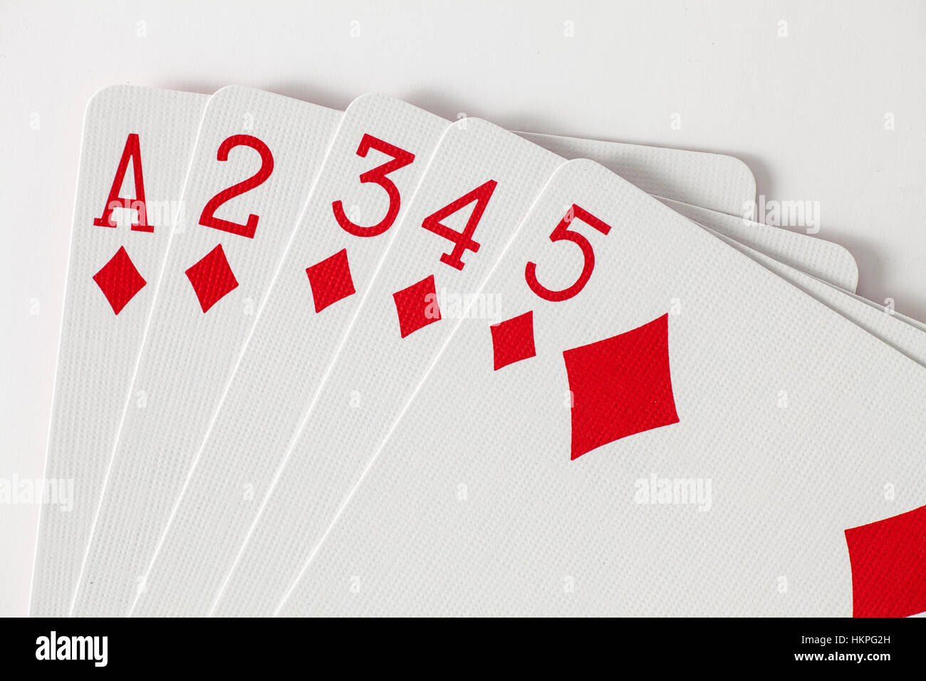 Playing Cards Low Straight Flush in diamonds Stock Photo - Alamy