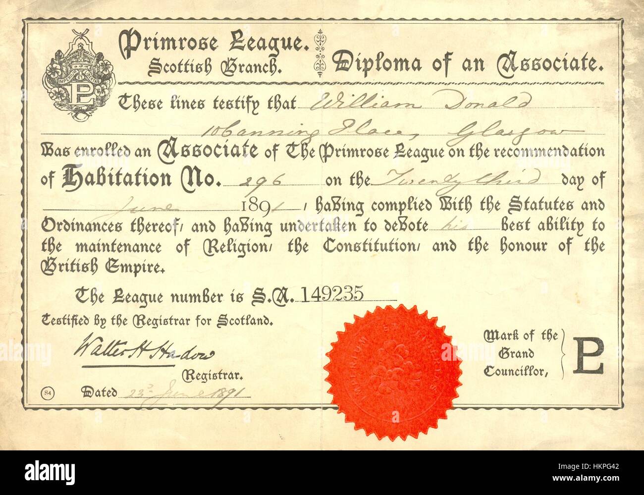 Primrose League Membership badges Stock Photo - Alamy