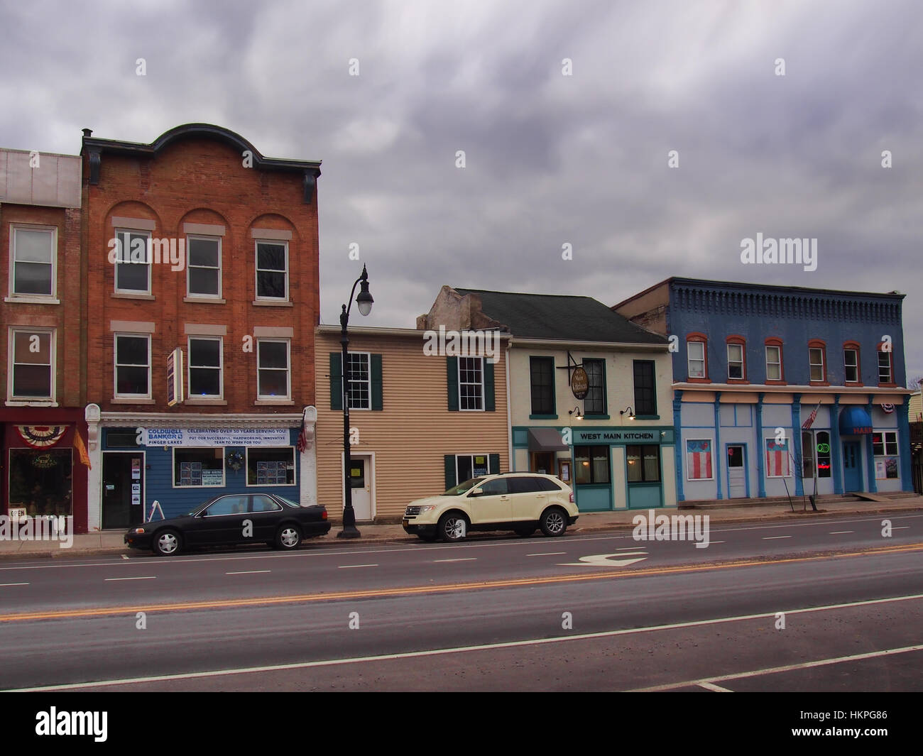 Waterloo, New York, USA. January 11, 2017. View of the main street ...