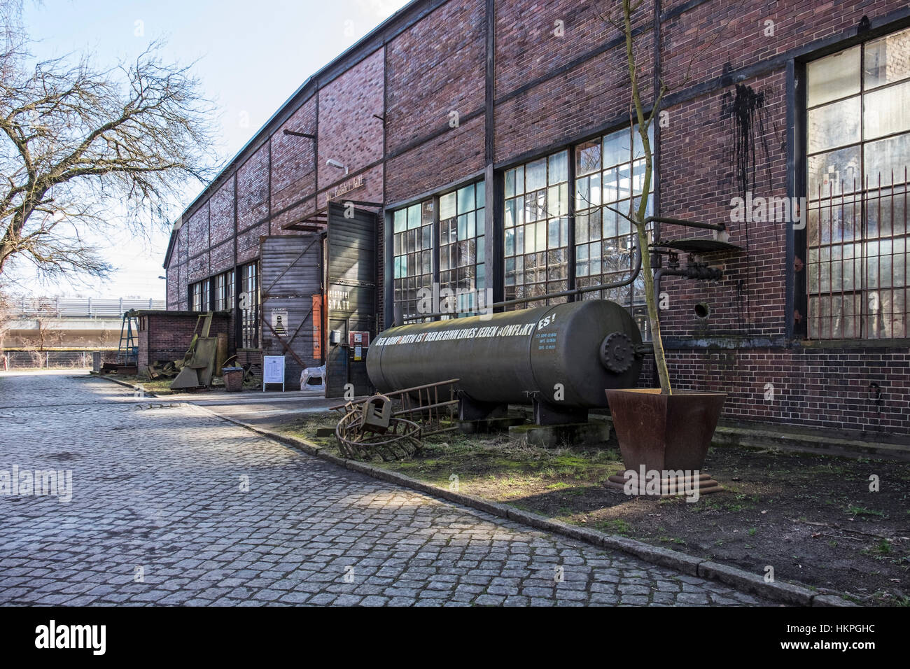 Old train shed exterior now used for events at the old Tempelhof train ...