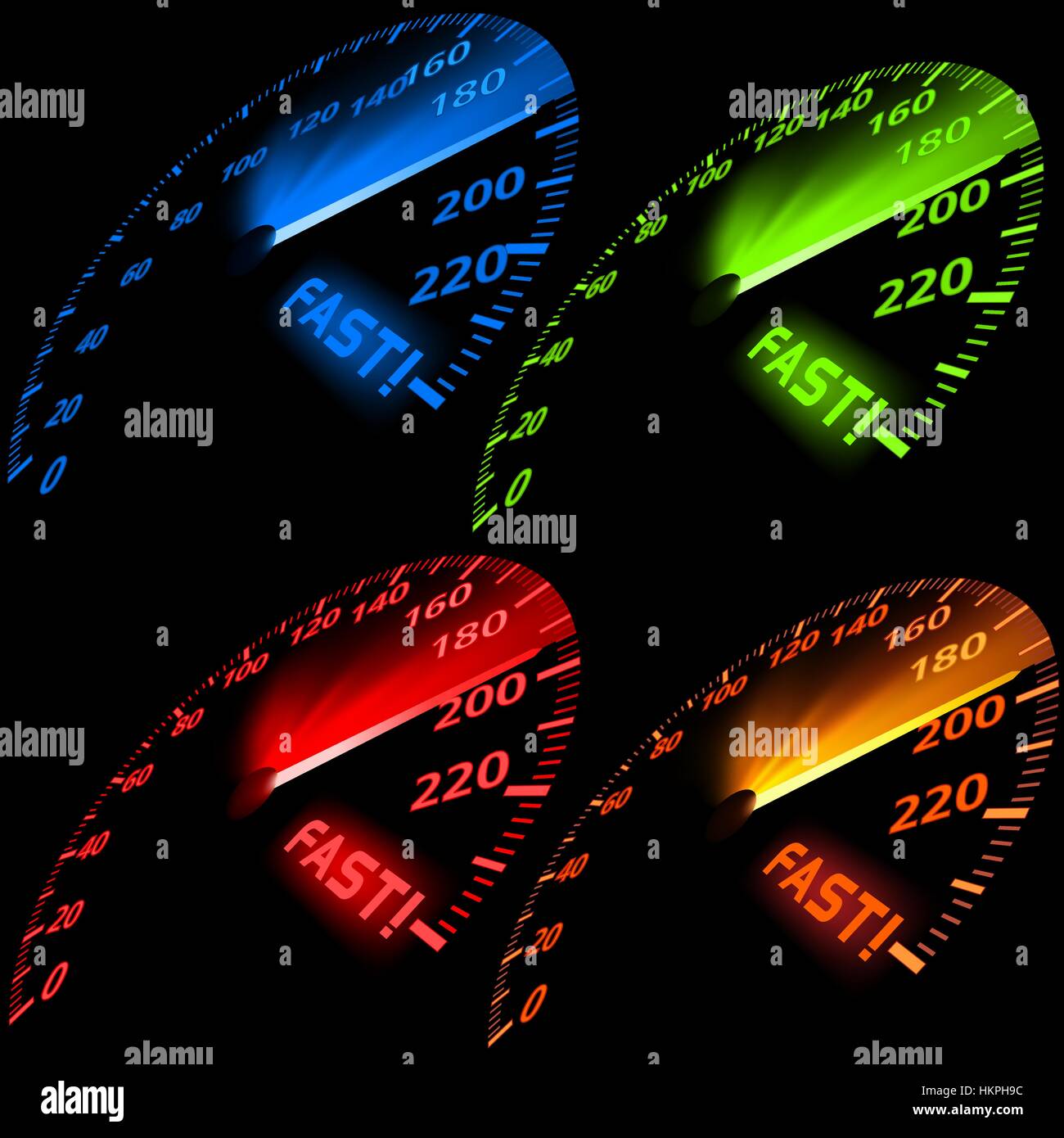 Illuminated Speedometer Set Stock Vector Image & Art - Alamy