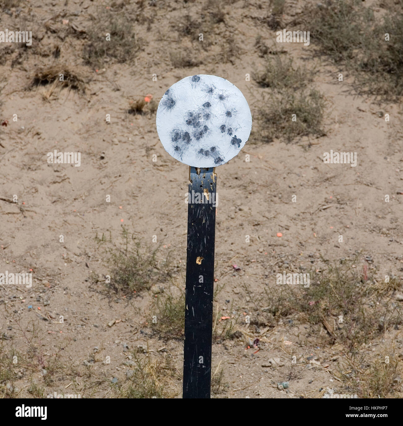 White painted target made of steel for handgun practice Stock Photo - Alamy