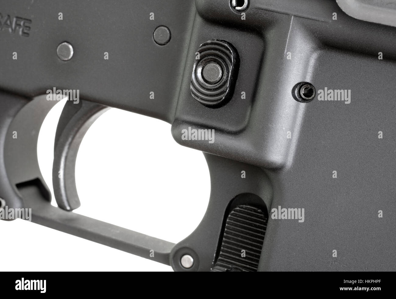 Button on an assault rifle designed to release the magazine Stock Photo ...