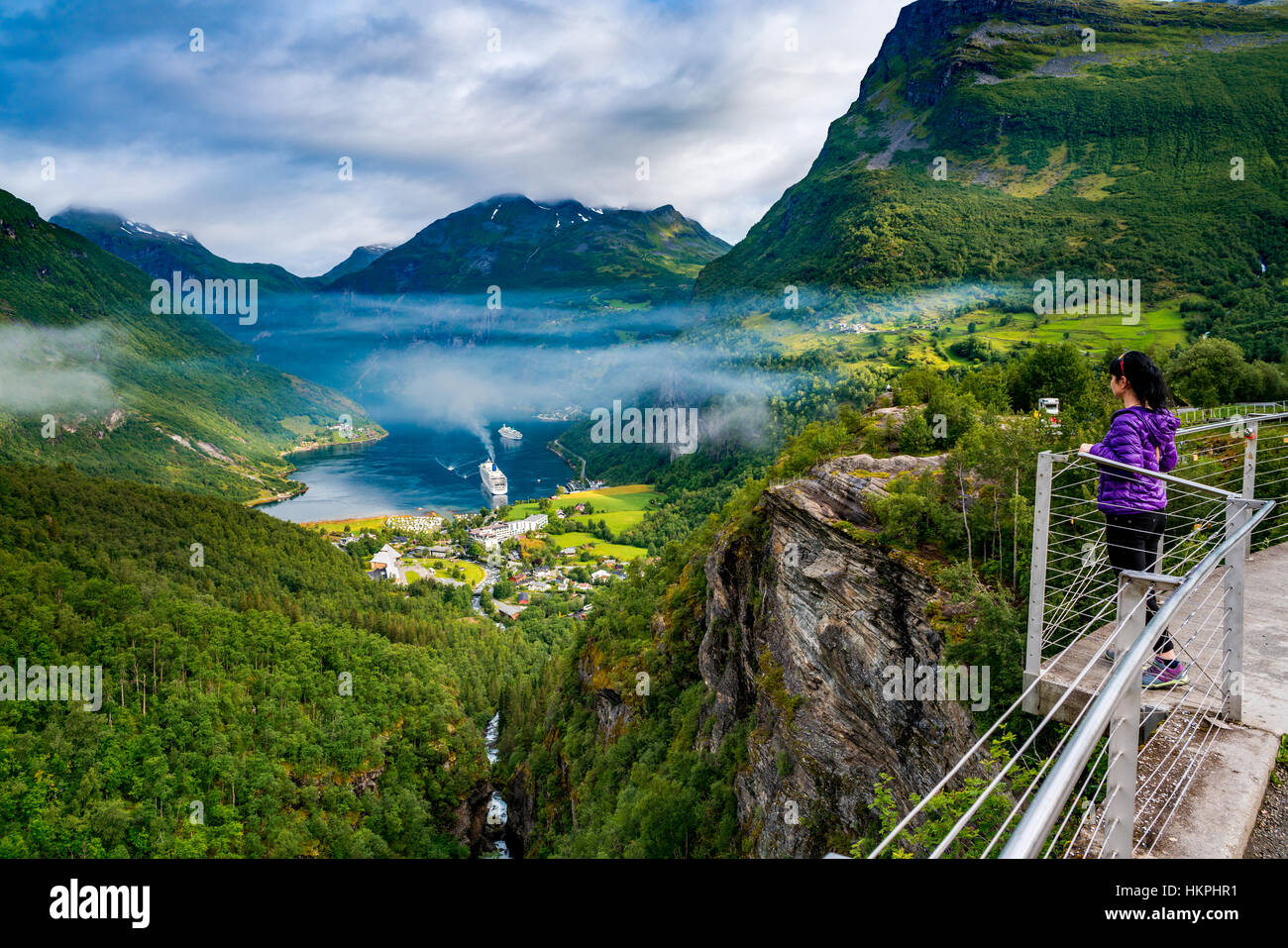 Geiranger fjord, Beautiful Nature Norway panorama. It is a 15-kilometre ...