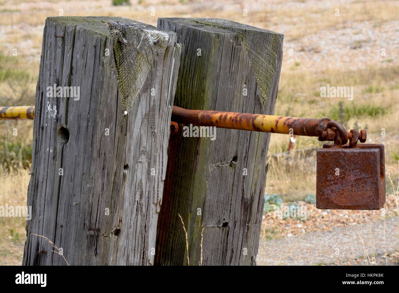 Rusty Weight and Post Stock Photo - Alamy