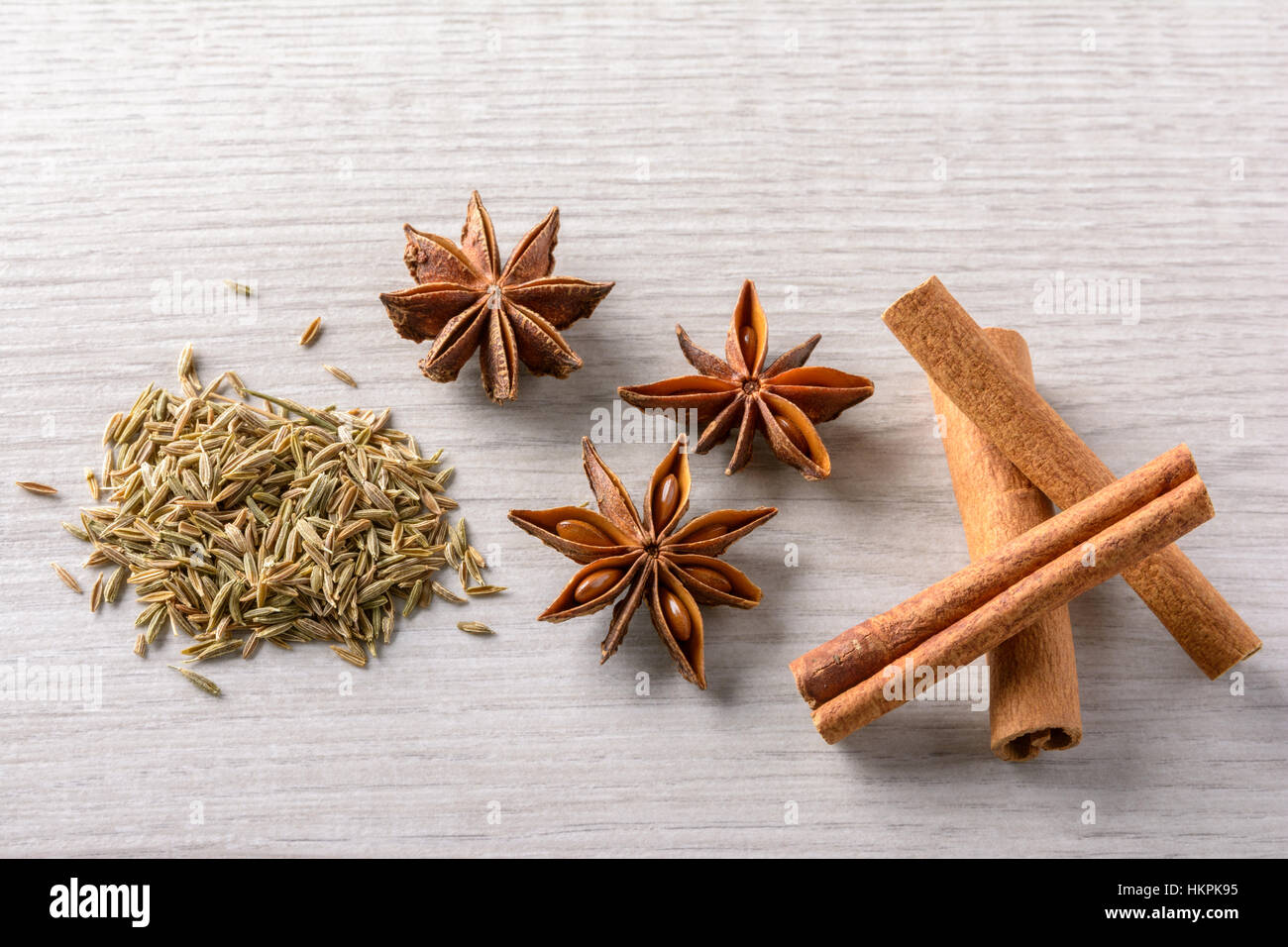 Star anise, cinnamon and cumin Stock Photo - Alamy