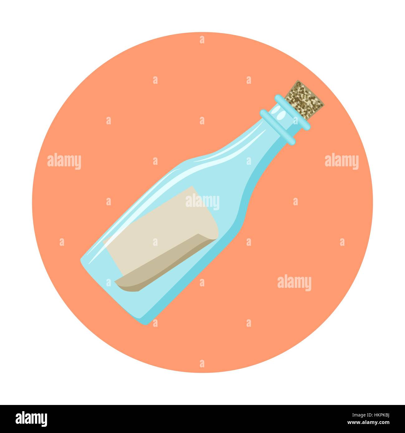 Vector Illustration message in a bottle, isolated from background Stock ...