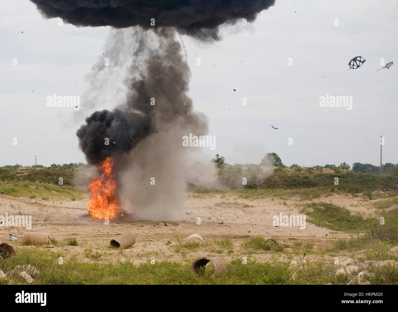 Black smoke rising above a car that has just explosed Stock Photo - Alamy