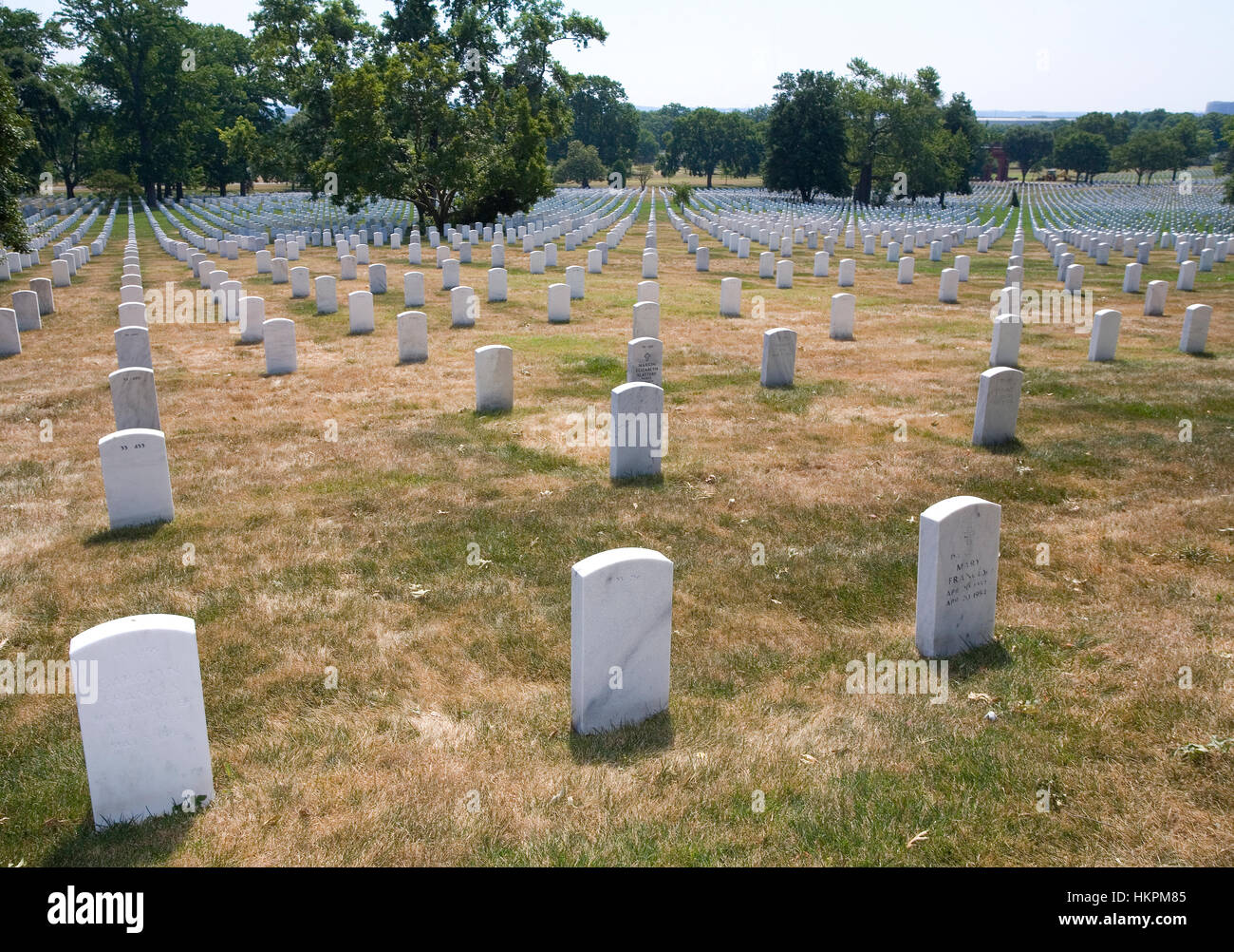 Long rows of grave markers at Arlington National Cemetery Stock Photo ...