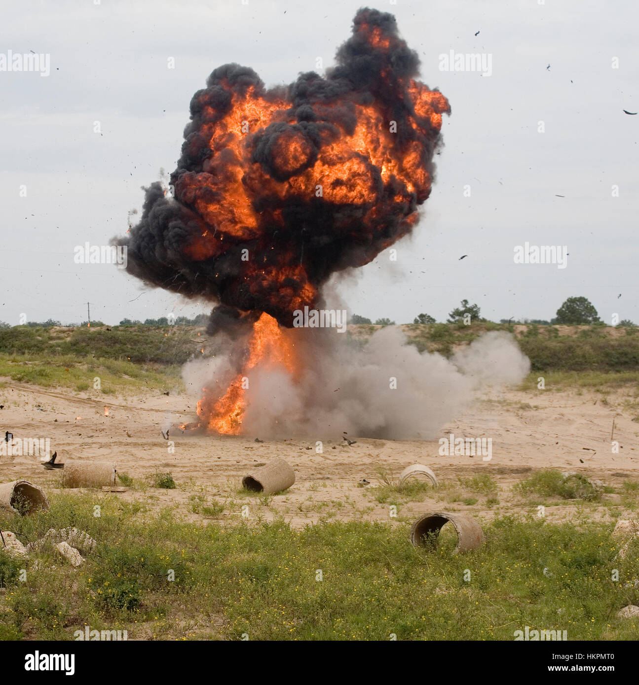 Seconds after a charge was set off in an automobile Stock Photo - Alamy
