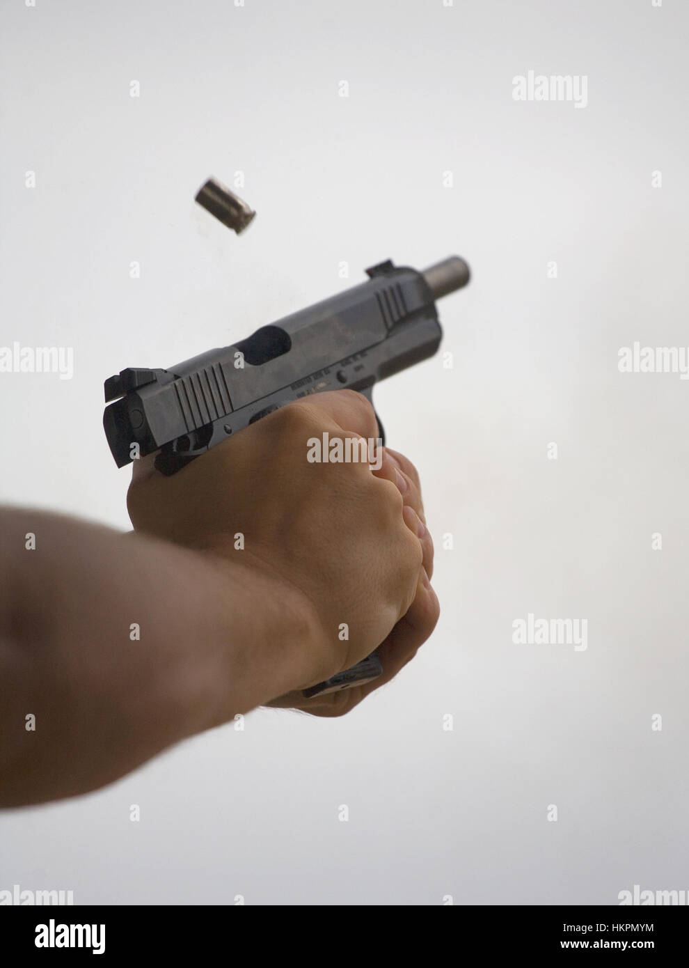 Empty brass that has just been ejected by a semi auto handgun Stock ...