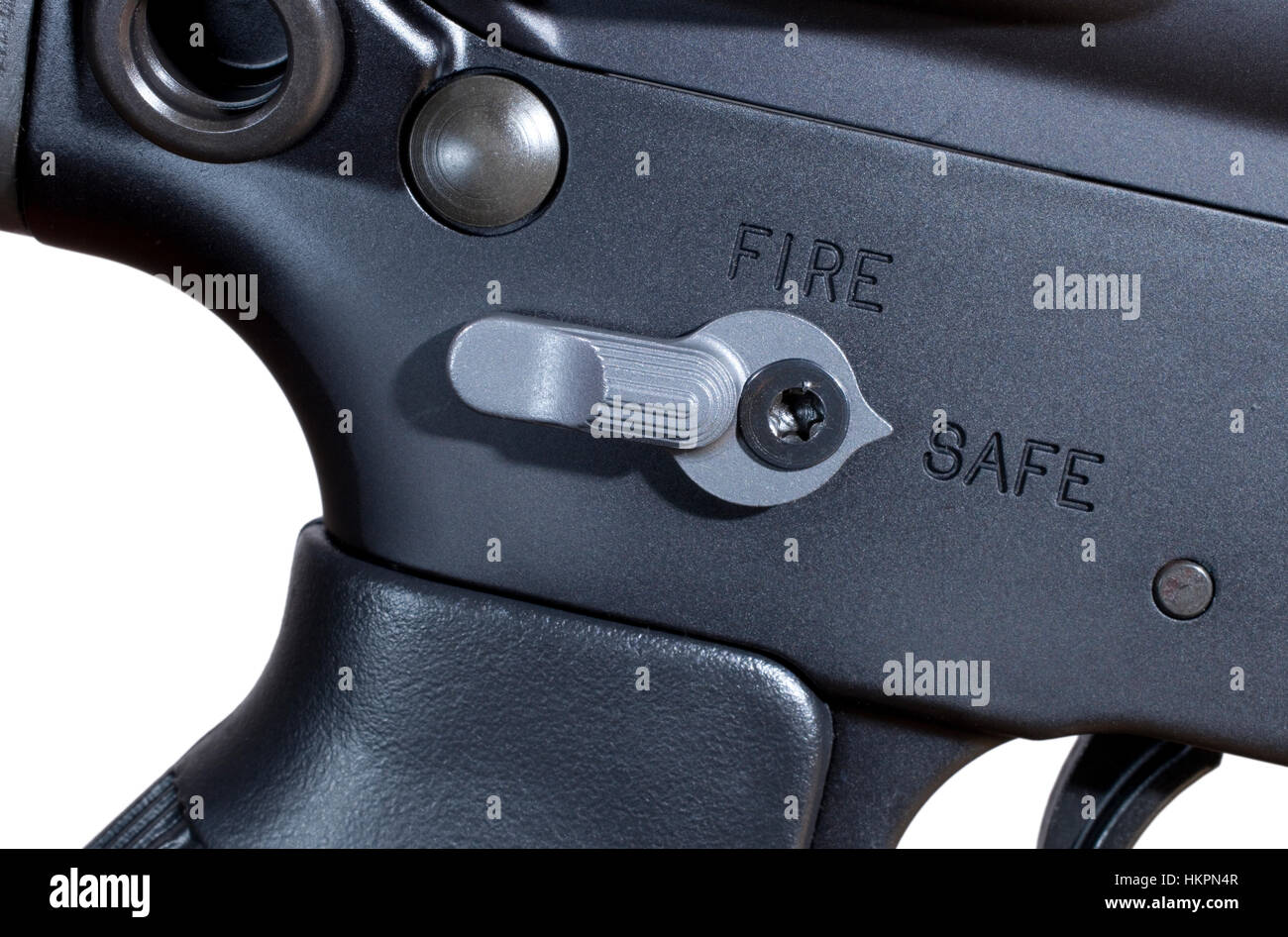 Ambidextrous safety that is engaged on an AR 15 rifle Stock Photo - Alamy