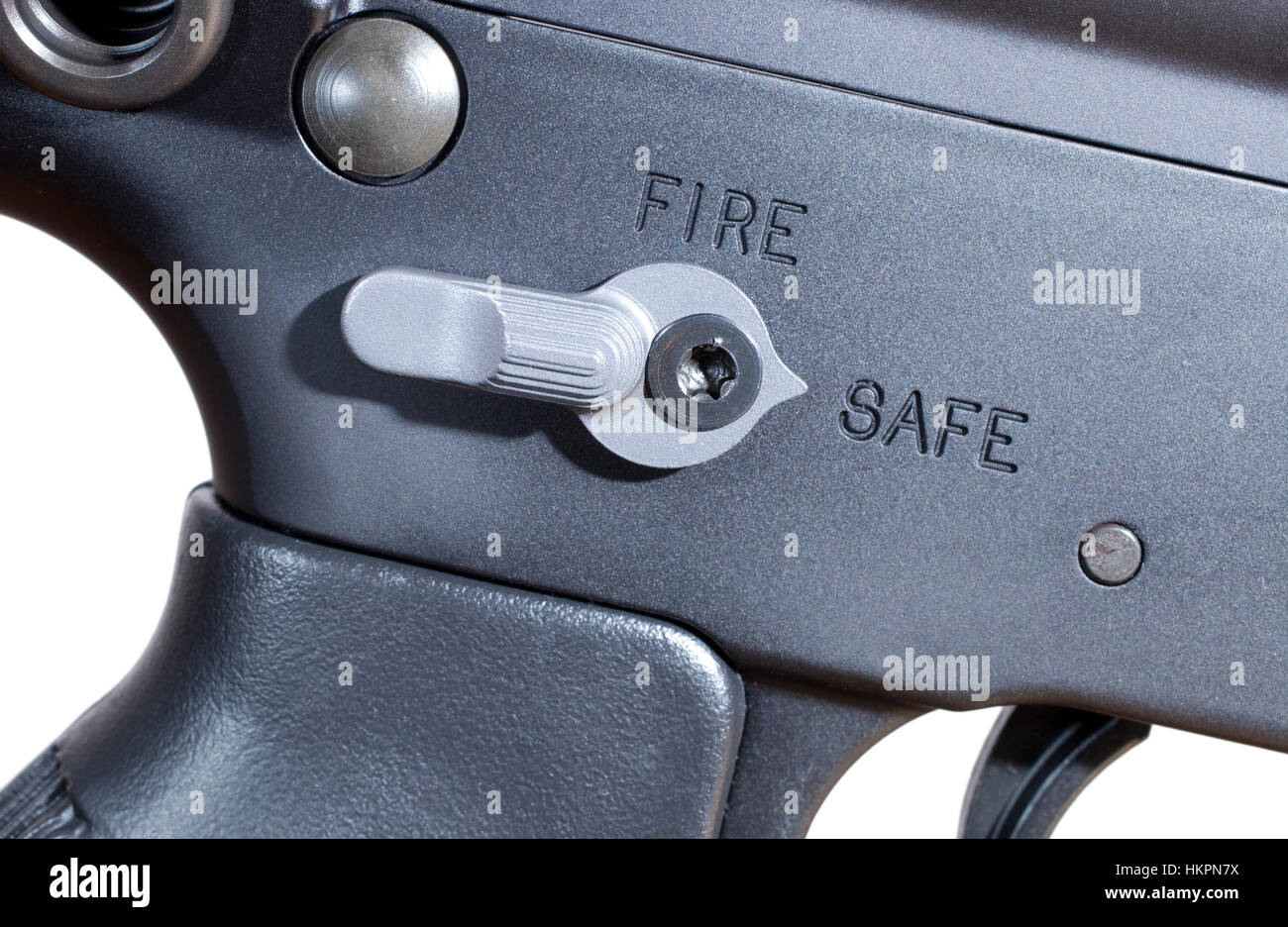 Modern semi automatic rifle that has its safety on Stock Photo - Alamy
