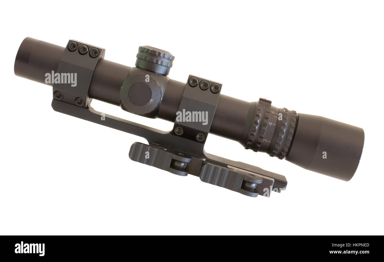 Rifle scope and mount that allows it to go on an assault rifle Stock ...