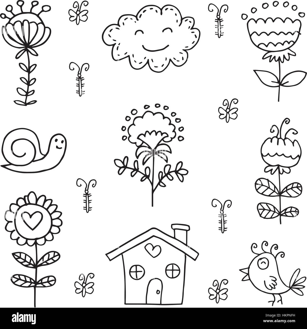 Doodle of spring set theme Stock Vector Image & Art - Alamy