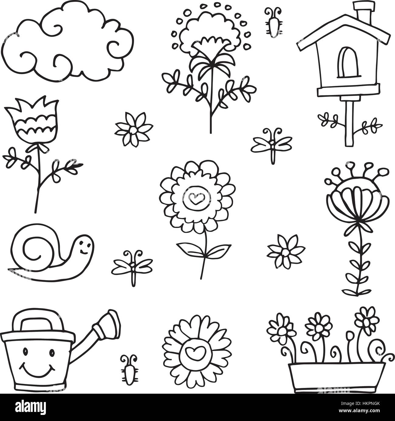 Vector art of spring theme doodles Stock Vector Image & Art - Alamy
