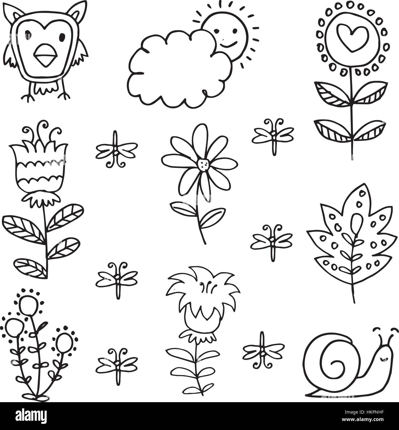 Vector illustration of spring doodles Stock Vector Image & Art - Alamy