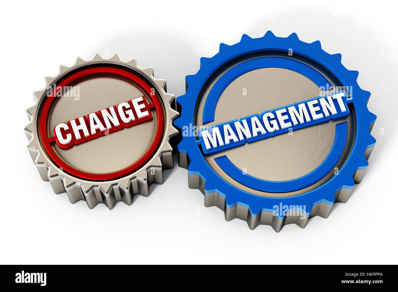 Change management gears isolated on white background. 3D illustration ...