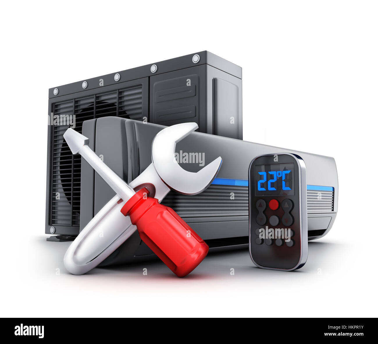 Repair air-conditioner on white background. 3d illustration Stock Photo ...