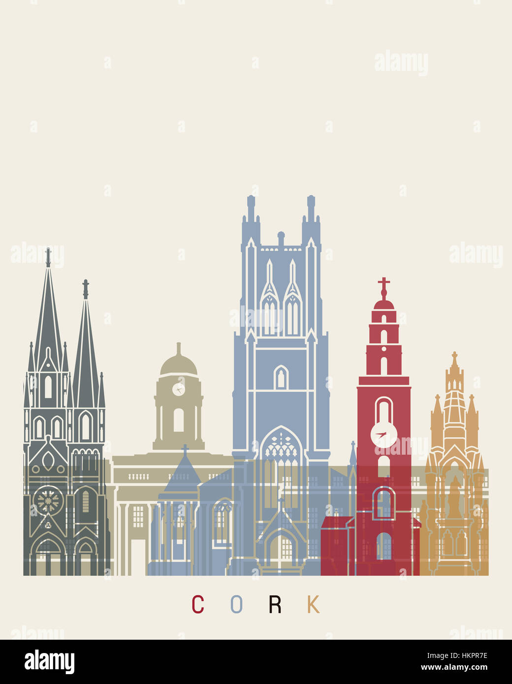 Cork skyline poster in editable vector file Stock Photo - Alamy