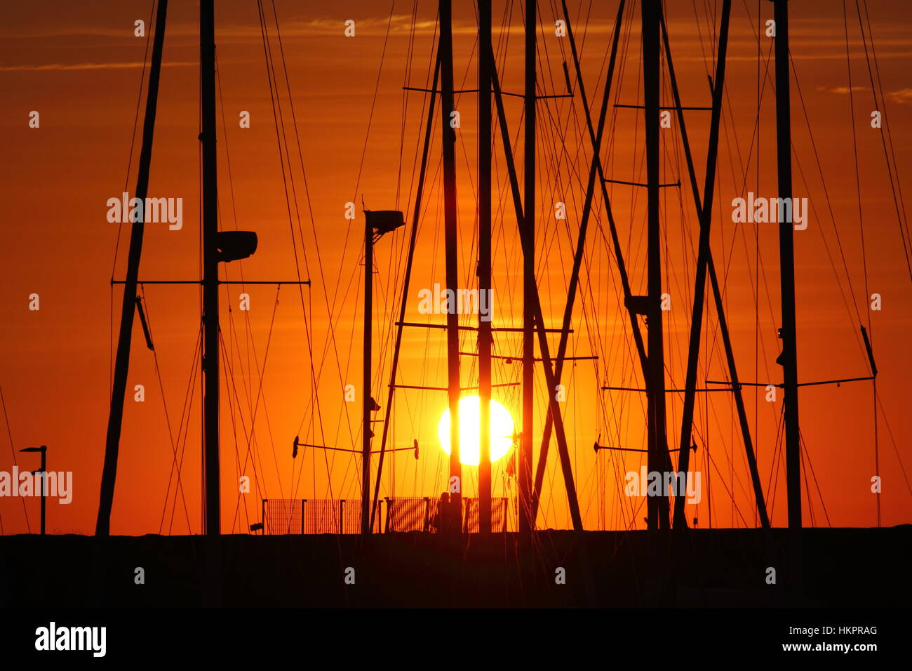 boats in the harbor at sunset Stock Photo - Alamy