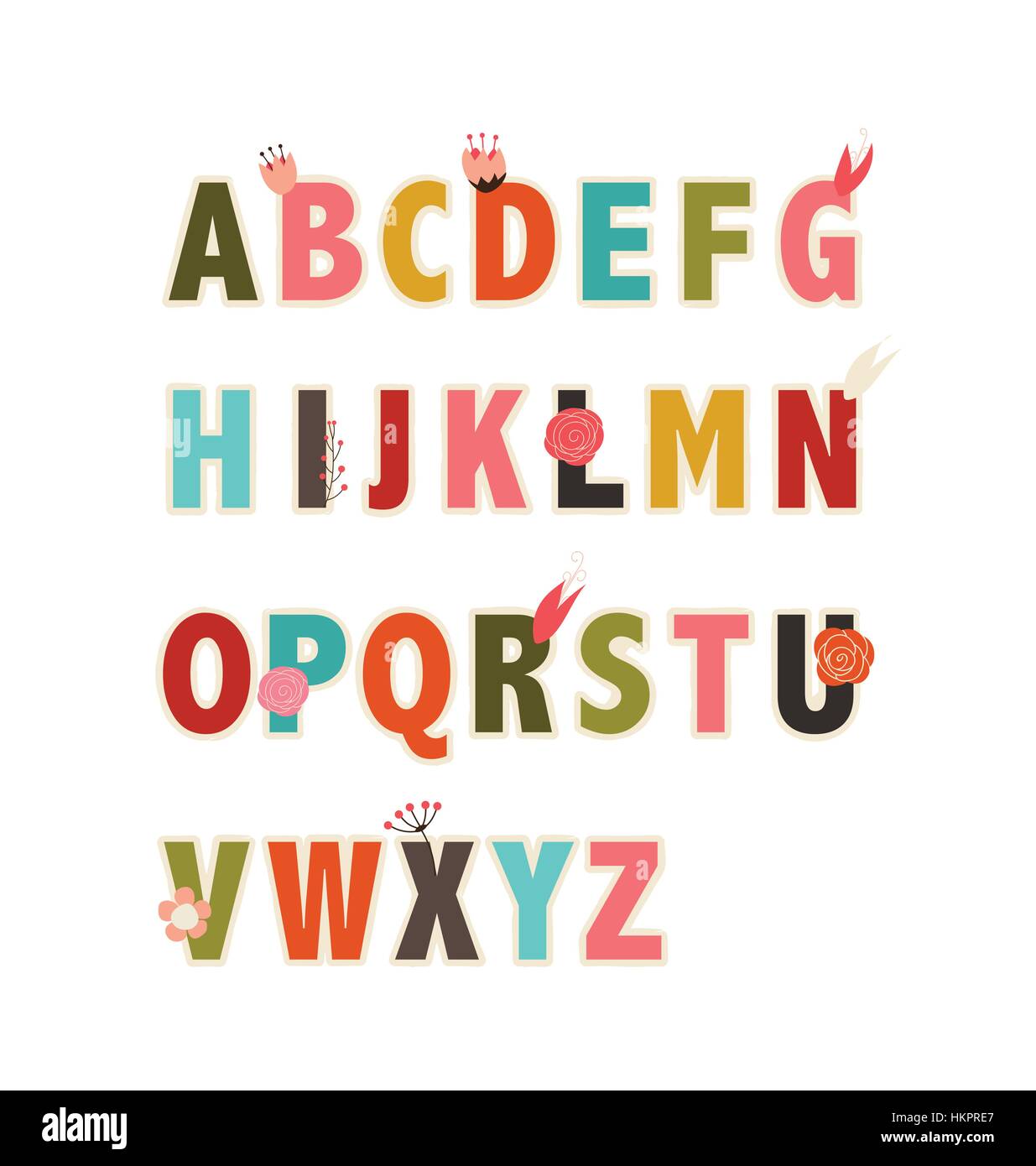 Vector Letters With Flowers. Vector Alphabet Stock Vector Image & Art ...