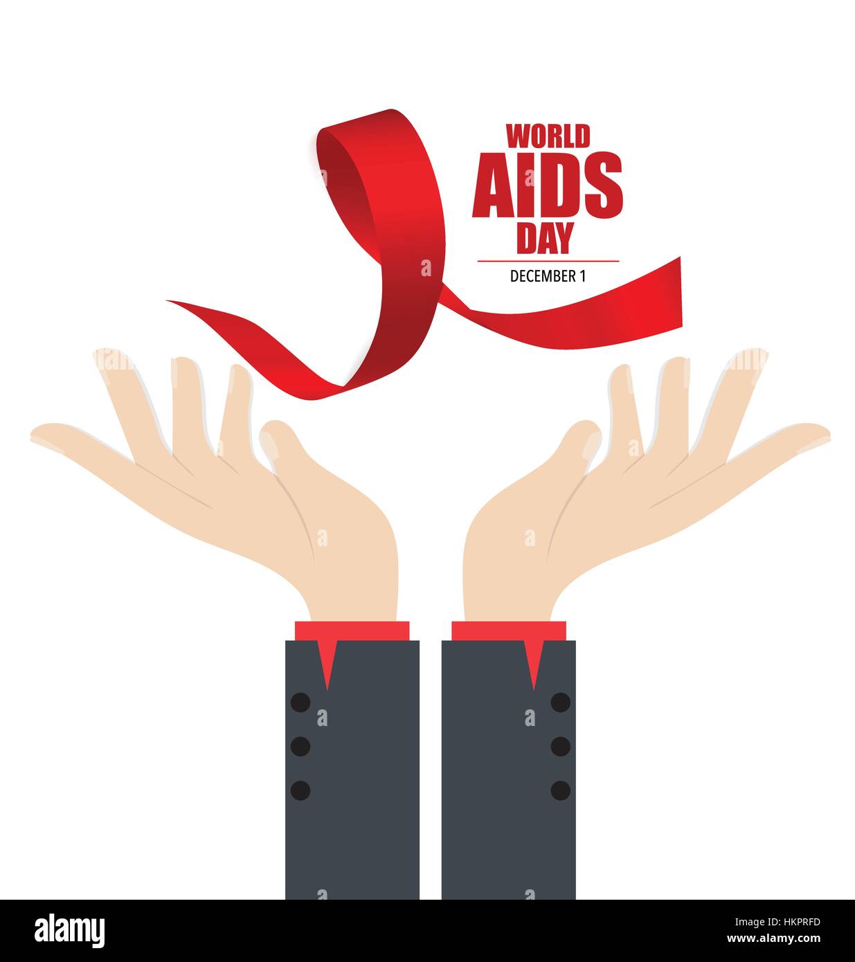 Stop AIDS: Hand with ribbon. Vector illustration Stock Vector Image ...