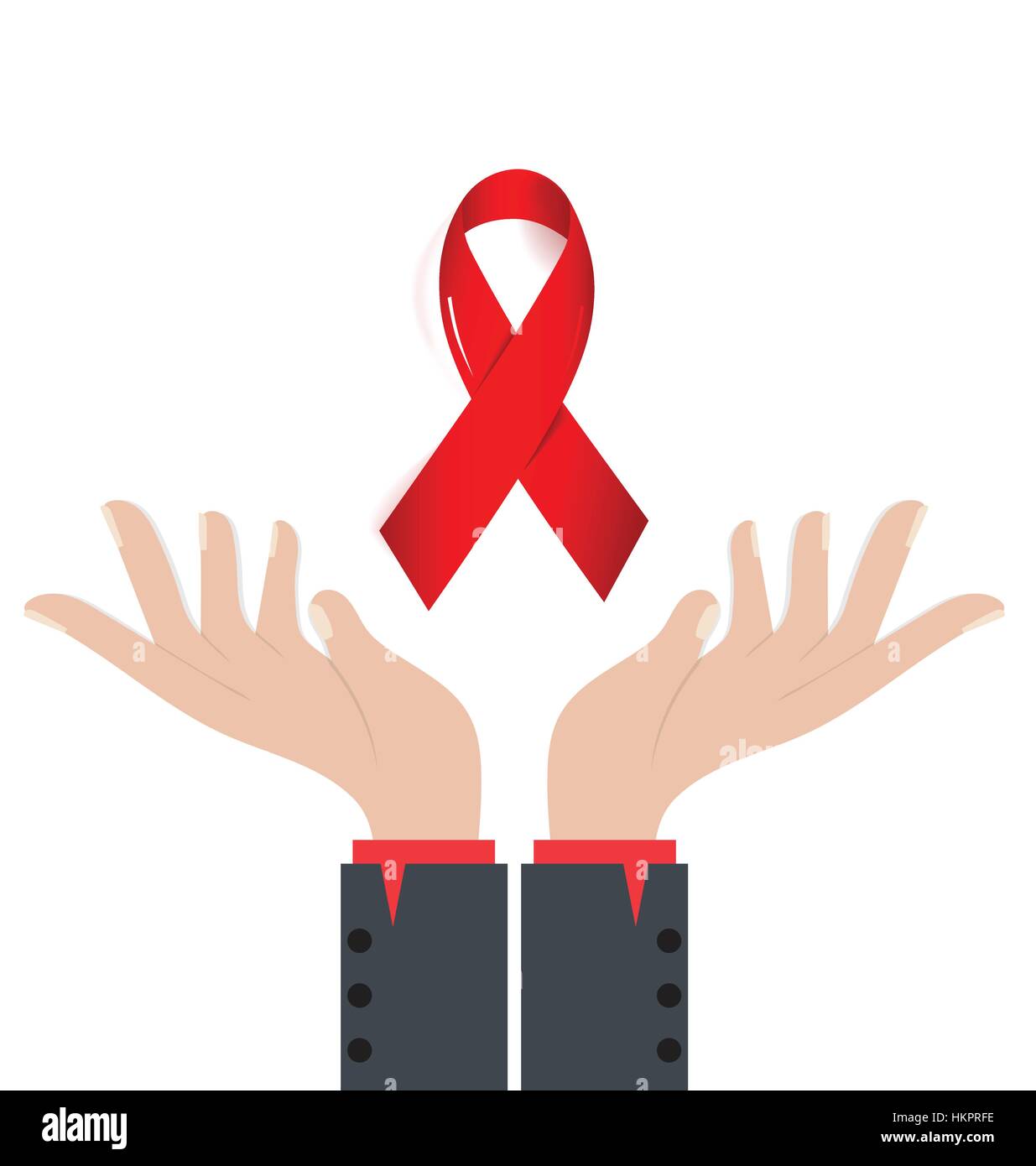 Stop AIDS: Hand with ribbon. Vector illustration Stock Vector Image ...