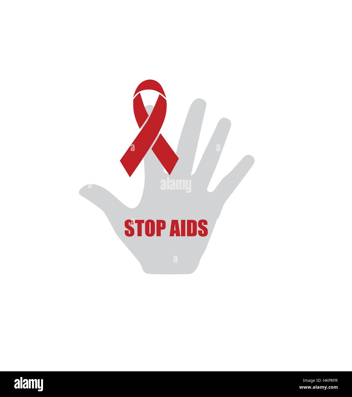 Stop AIDS: Hand with ribbon. Vector illustration Stock Vector Image ...