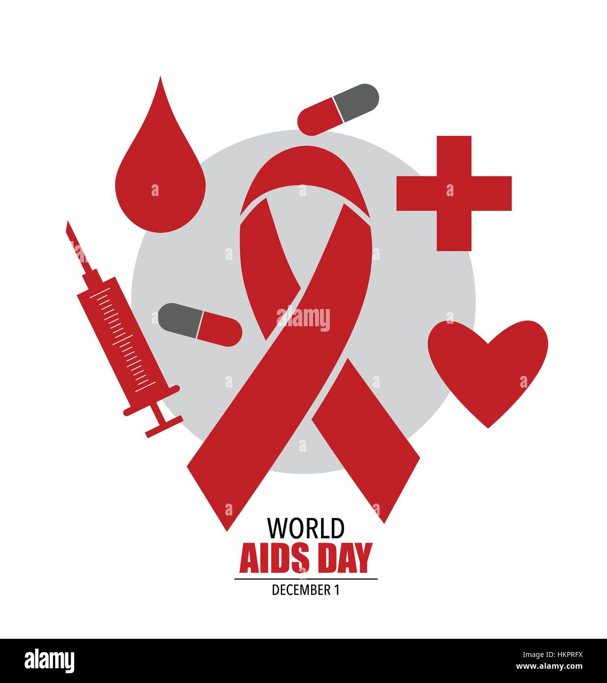 Aids Awareness Red heart Ribbon on white background. Vector ...