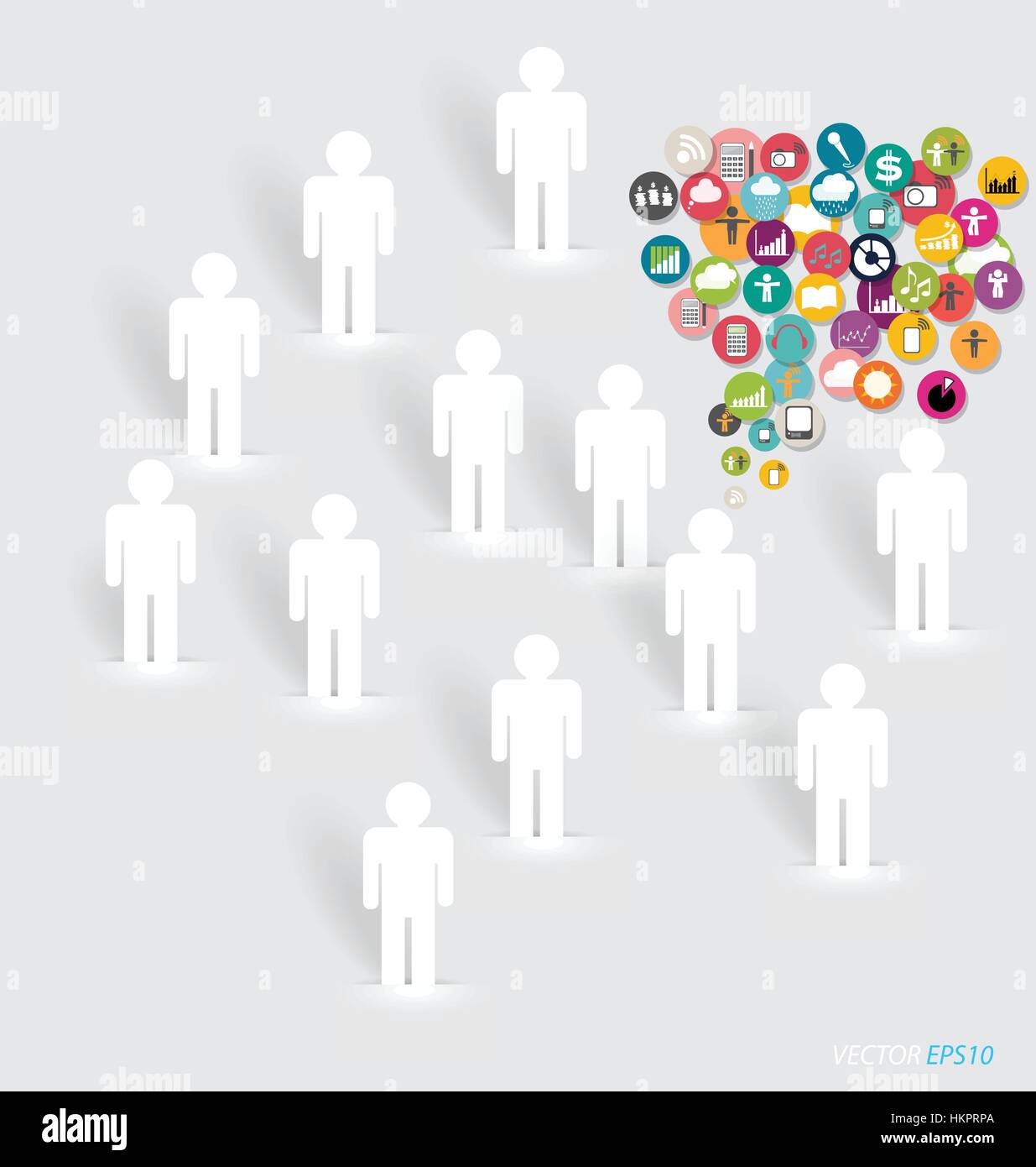 People with cloud of application icons. Vector illustration Stock ...