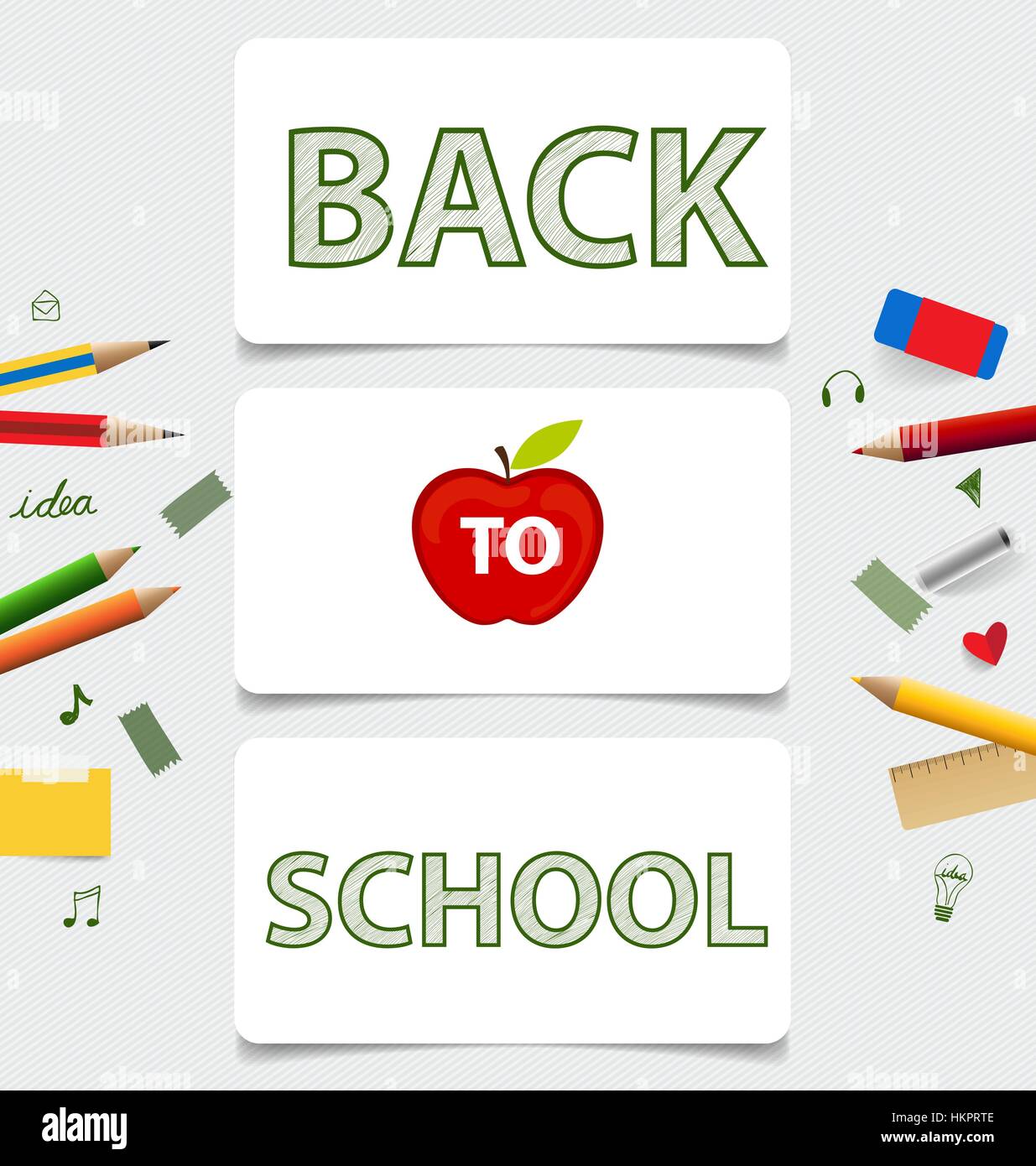 Cute note papers, welcome back to school. Vector illustration Stock ...