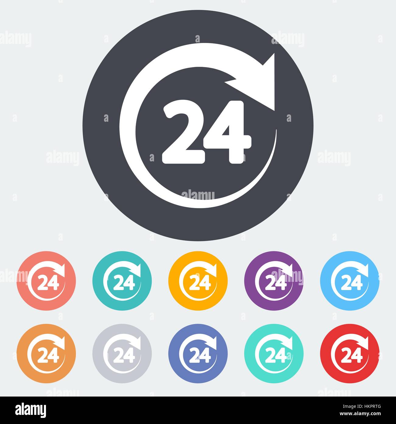 24 hours. Single flat icon on the circle. Vector illustration Stock ...